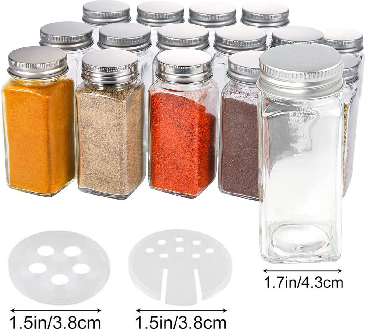 Kiousrm 30 Kruidenpotjes, vierkante glazen potjes, 120 ml, met deksel ...