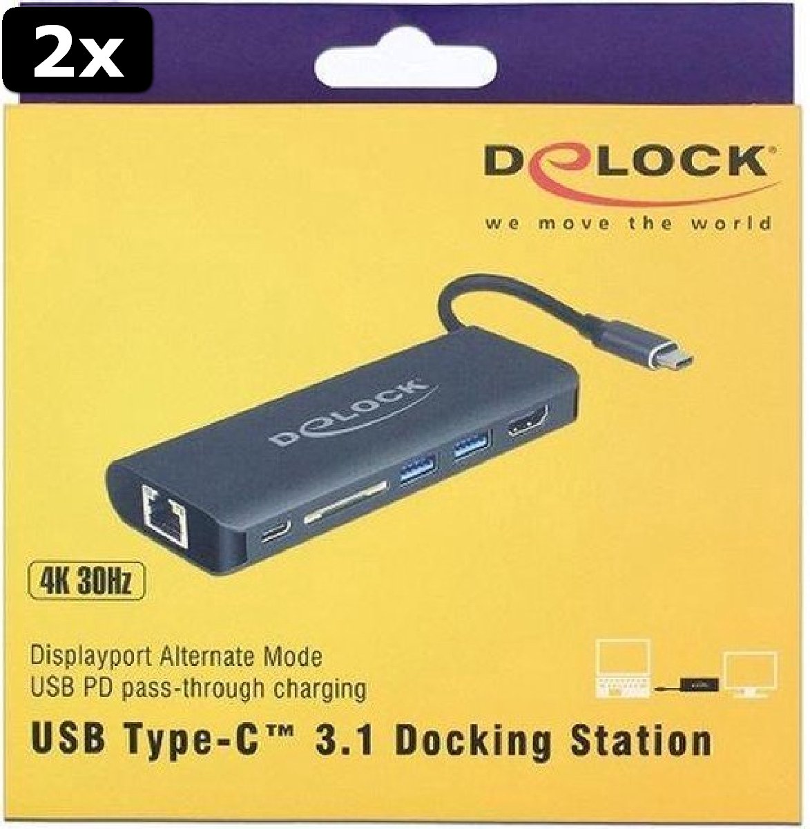 2x Premium USB-C naar HDMI, 2x USB-A, USB-C PD, RJ45 en SD/MMC adapter ...