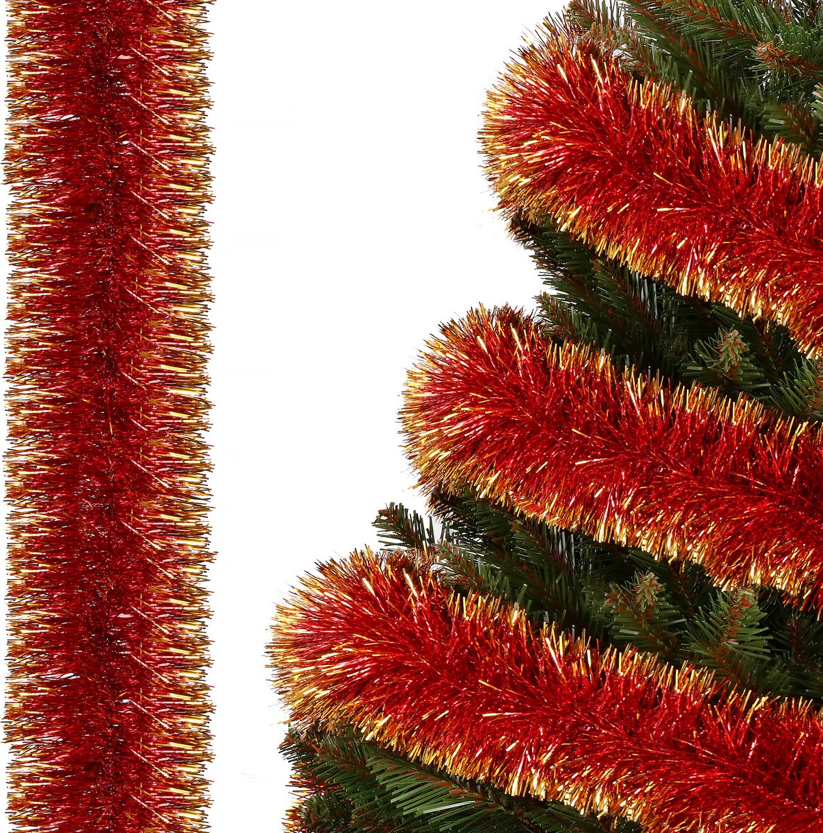 Springos Kerstslinger | Guirlande | Kerstversiering | 6 m | Rood/Goud | bol