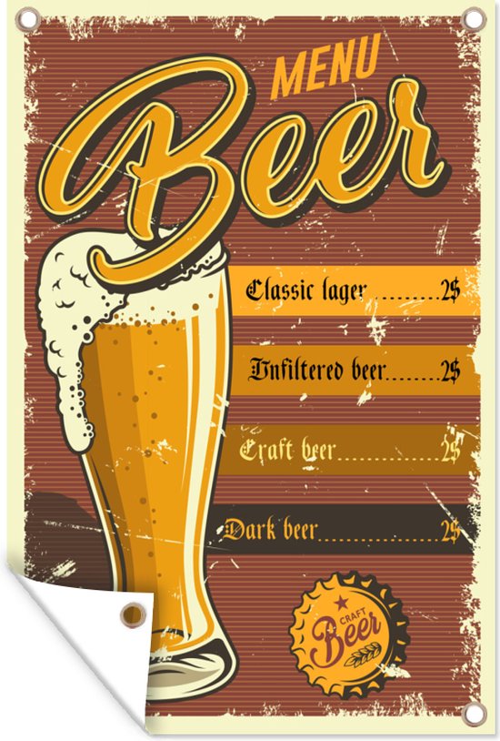 Tuinposter - Tuindoek - Tuinposters buiten - Mancave - Bier - Vintage ...