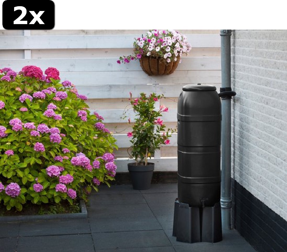 2x Nature - Slimline - Regenton - 100L - H96x32x36cm - zwart | bol.com