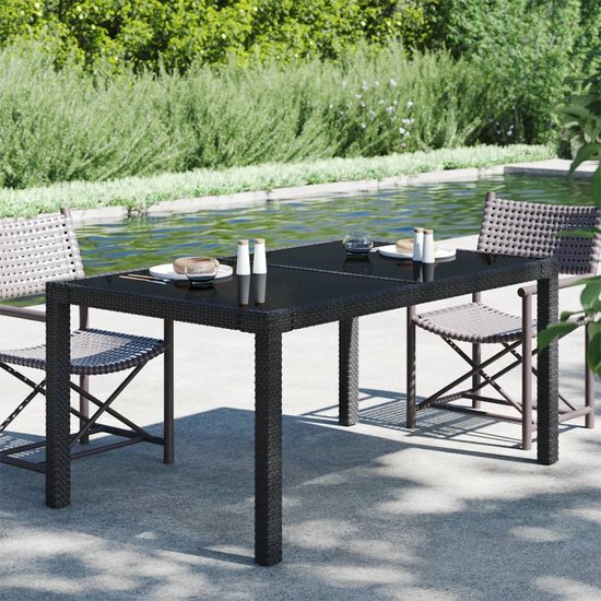 Prolenta Premium - Tuintafel 150x90x75 cm gehard glas en poly rattan ...