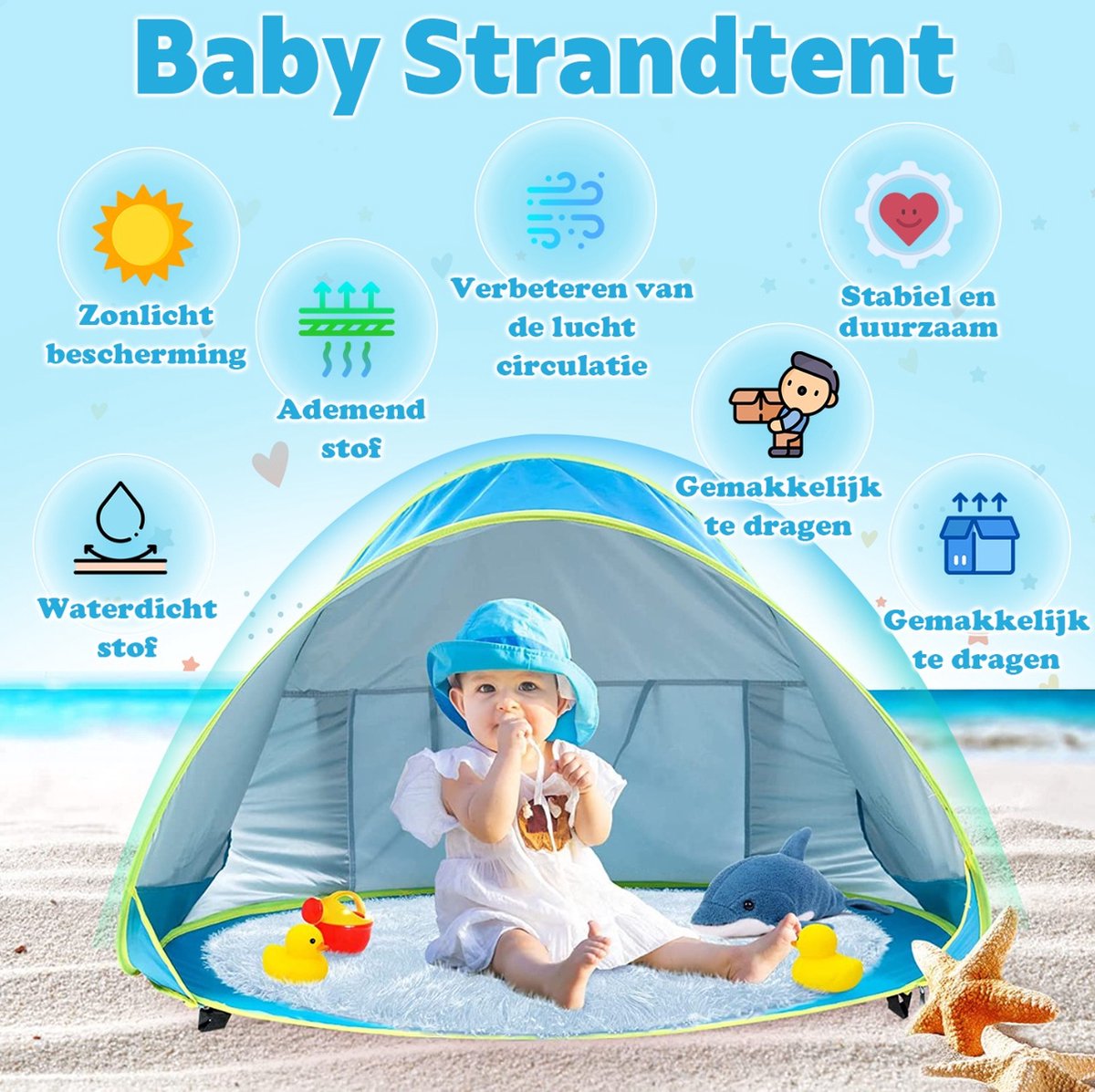 Seidon Strandtent Baby - Pop Up Tent - UV Bescherming - Baby en Kind ...