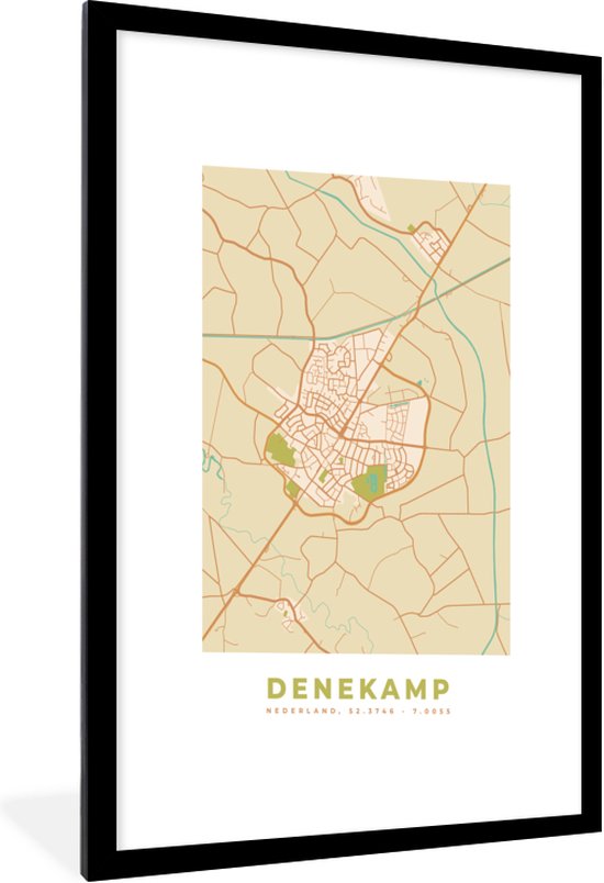 Fotolijst incl. Poster - Denekamp - Plattegrond - Stadskaart - Kaart ...