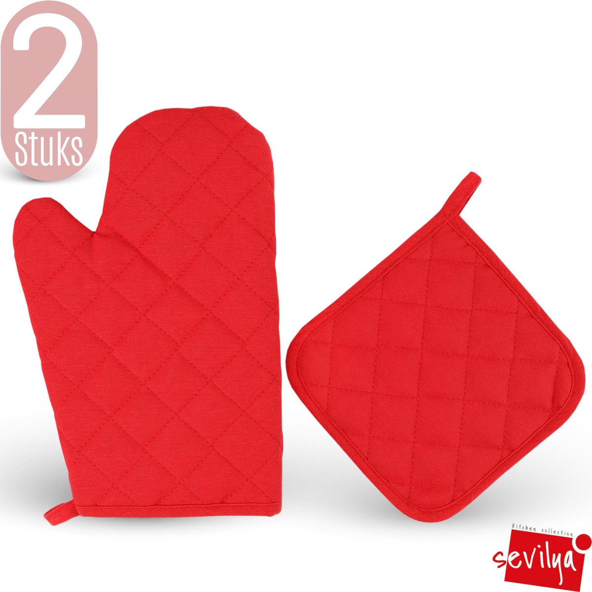 Sevilya Ovenwant met Pannenlap verpakt- Rood Katoen, Thermolite ...