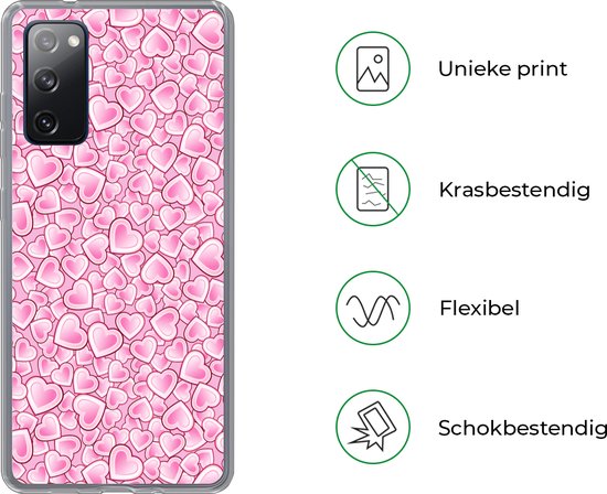Telefoonhoesje Geschikt voor Samsung Galaxy S20 FE hoesje - Meiden - Hartjes - Roze -... | bol