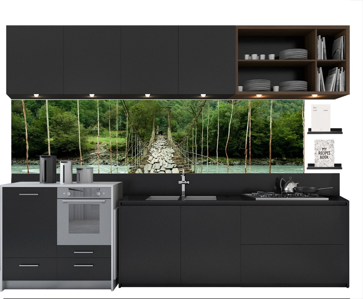 Keuken achterwand behang - Waterafstotend - Brug - Hout - Rivier ...