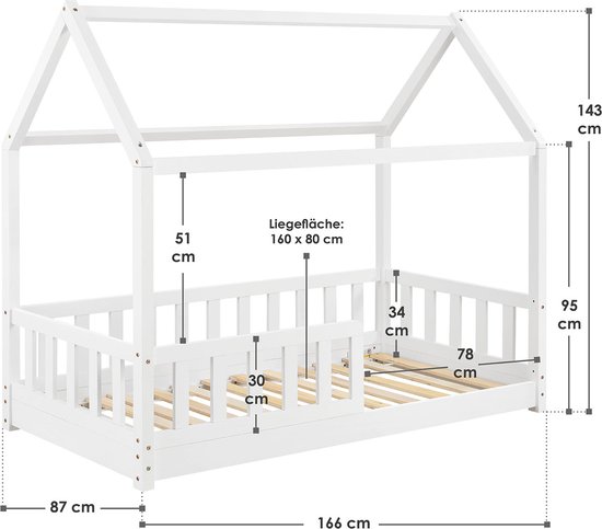 Kinderbed Marli - 80 x 160 cm - Wit | bol