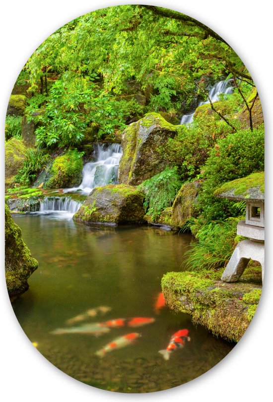 Muurovaal - Kunststof Wanddecoratie - Ovalen Schilderij - Waterval ...