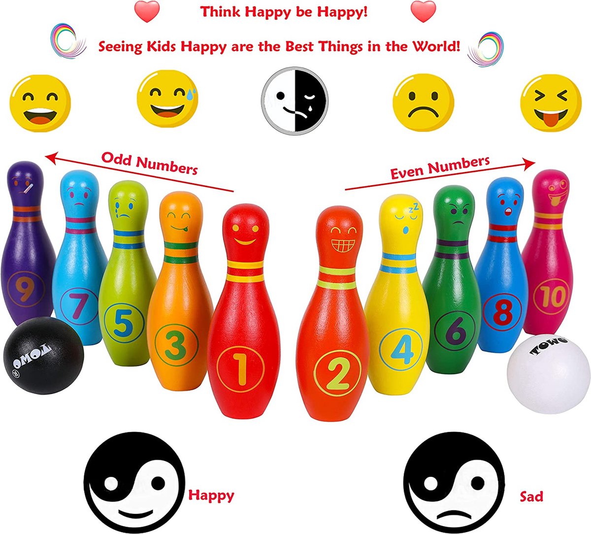 Happygetfit - Houten Skittles for Children - Houten Skittle set met ...