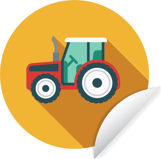 WallCircle - Muurstickers - Behangcirkel - Tractor - Oranje - Cirkel - 50x50 cm -... | bol