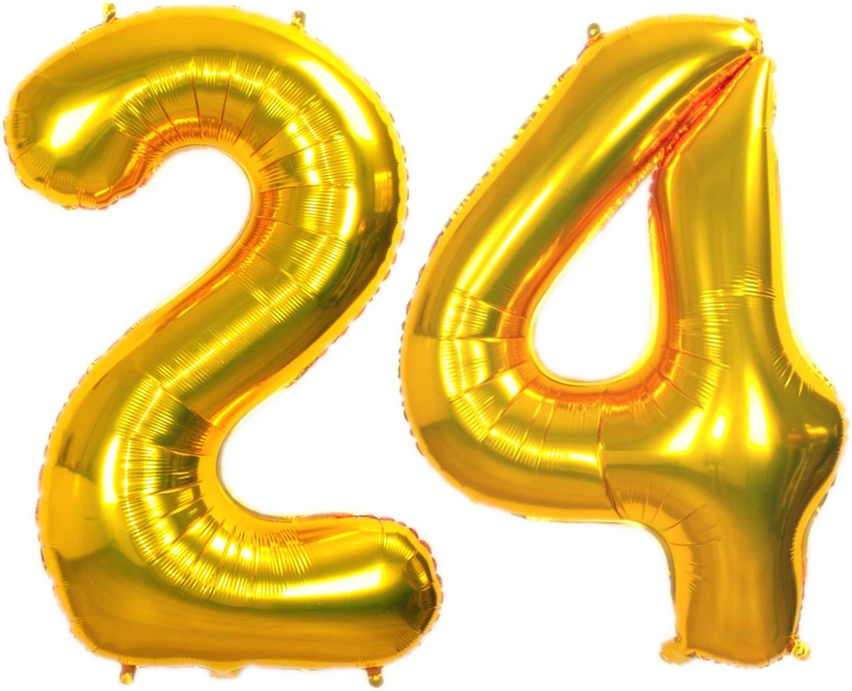 Folie Ballon Cijfer 24 Jaar Goud Verjaardag Versiering Helium Cijfer ...