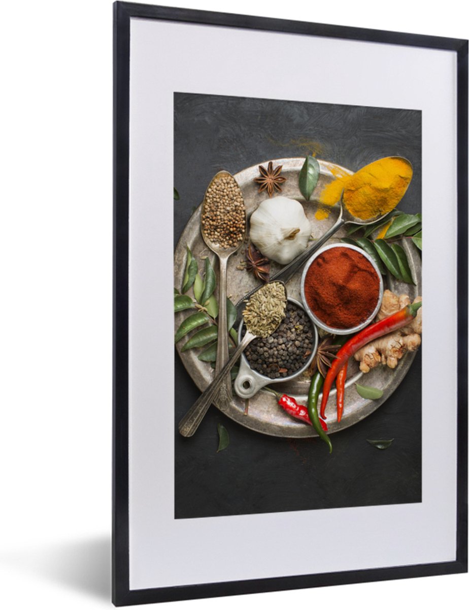 Fotolijst incl. Poster - Kruiden - Bord - Peper - Zwart - Lepels ...