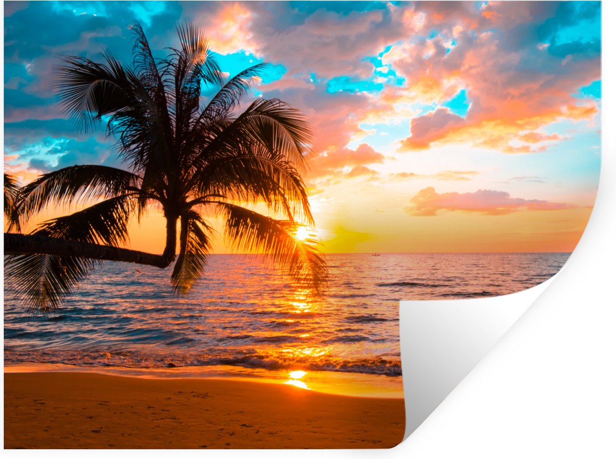 Stickers muraux - Sticker Feuille - Palmier - Coucher de Soleil ...