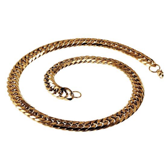 60cm x 12mm Cubaanse Ketting Unisex - Stalen Goudkleur -Schakelketting ...