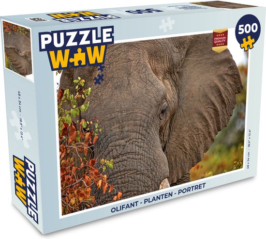 Puzzel Olifant - Planten - Portret - Legpuzzel - Puzzel 500 stukjes ...