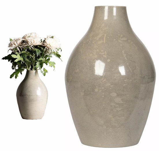Grote Grijze Metalen Vaas 32cm - Scandinavisch Design | bol