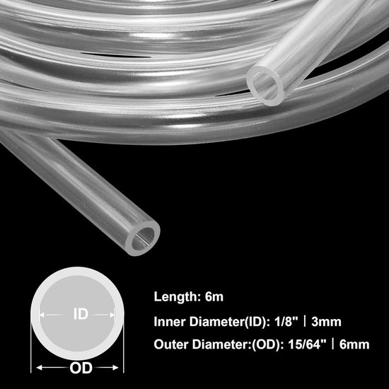 Plastic Flexibele Pijpen - 3mm ID - 6mm OD - 6M Lengte - Voedselveilig ...