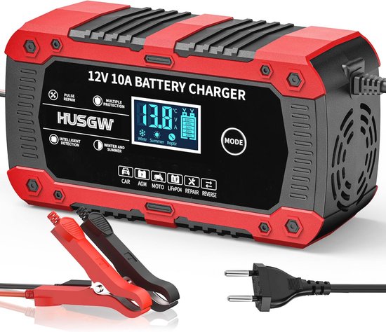 Automatische 10Amp 12V Batterijlader voor Auto en Motorfiets met ...