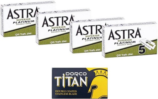 20 Astra Superior Platinum Scheermesjes + 1 Dorco Titan Traditional ...