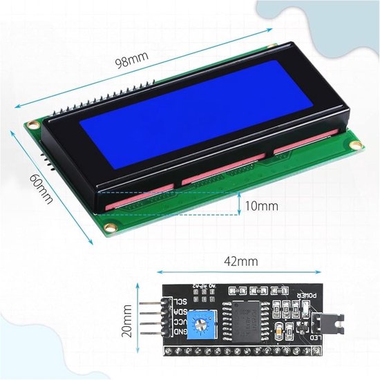 20x4 LCD Display Module - DC 5V LCD-scherm met TWI IIC I2C Interface | bol