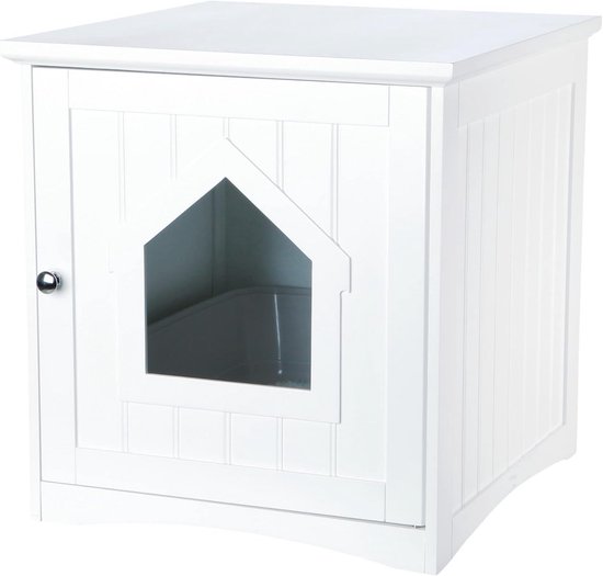 Kattenhuis met Kattentoilet 49 x 51 x 51 cm - Wit | bol