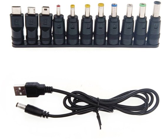 Universele DC-kabel met 11 verschillende adapters - DC naar USB-adapter ...