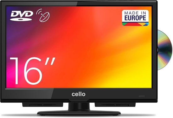 16 inch LED Televisie met Ingebouwde DVD-Speler en Triple Tuner (DVB-T ...