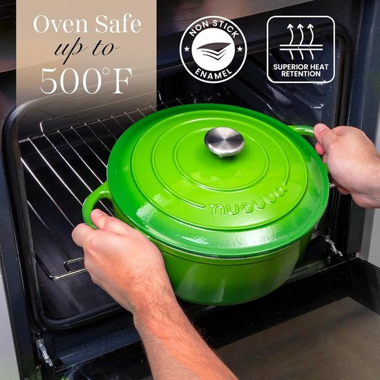Gietijzeren Stoofpan met Deksel 6.4 Liter - Non-Stick Emaille Dutch ...