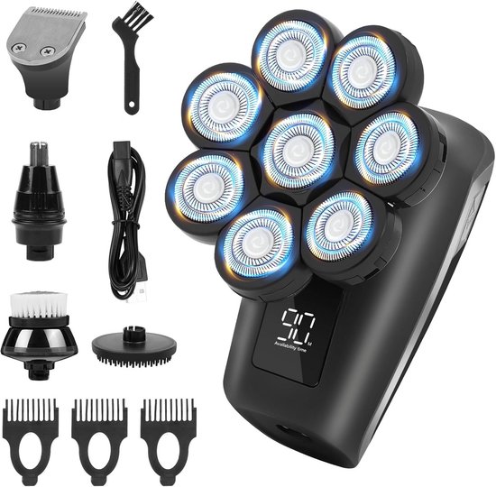 Oplaadbaar Elektrisch Scheerapparaat Heren 8D Flexibel voor Kaal ...