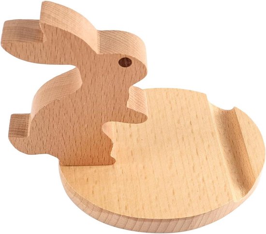 Egoods - Houten telefoonhouder Konijnvorm Mobiele telefoonstandaard ...