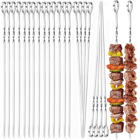 RVS Grill Spiesen 24 Stuks 40 cm - Herbruikbare Spiesen voor Barbecue ...