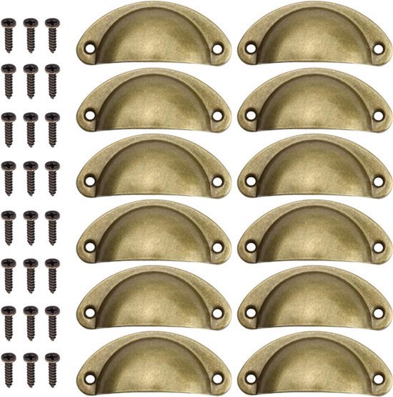 Vintage Shell Cup Trekgrepen Set van 12 - Retro Metalen Halve Maan Kast ...