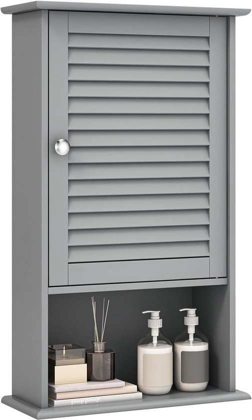 Wandkast met Deur, 3 Niveaus en Verstelbare Planken - Badkamer, Keuken ...