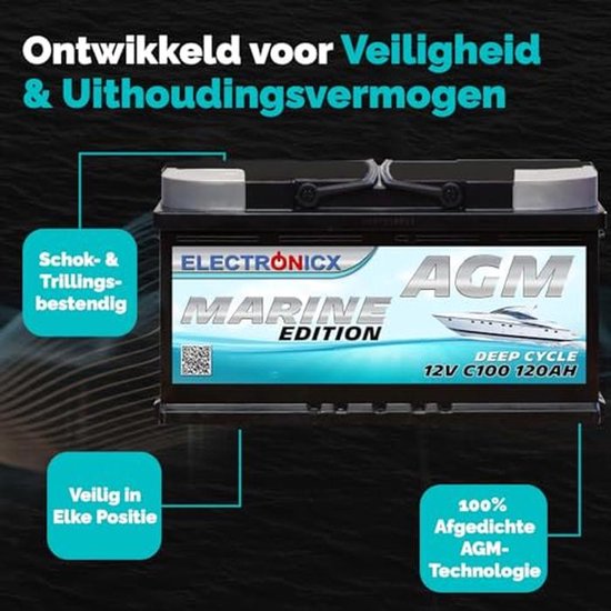 AGM Accu 120Ah 12V – Onderhoudsvrije Accu voor Camper, Boot, Caravan en ...