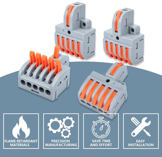 Provento - Verbindingsklemmen 10 stuks | 1 in 5 uit, met hendel |... | bol