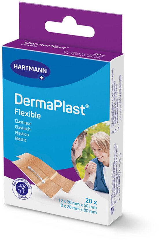 Dermaplast Flexibele Pleisters Strips 12x 2 x 6 cm + 8x 2 x 8 cm - 3 x 20 stuks -... | bol