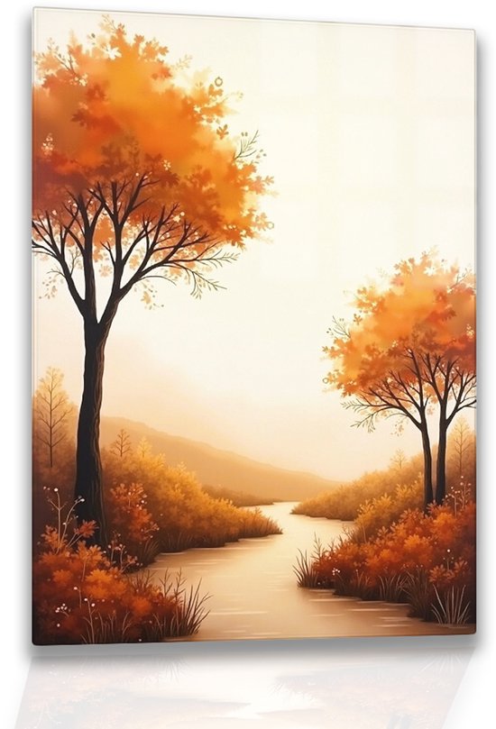 Rivier in gouden ochtendlicht - Acrylaat - Kunst - Glasschilderij ...