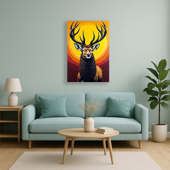 Edelhert - Design aan de muur - Canvas schilderij - 100x150 cm | bol