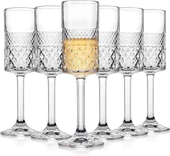Set van 6 Champagneglazen Vierkant Kristal | bol