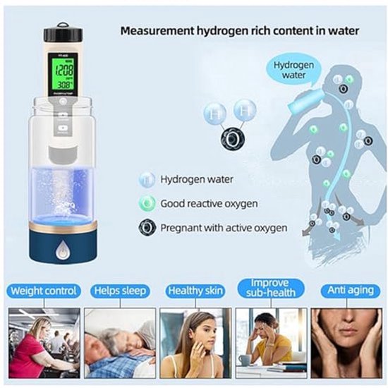 YY-400 4 in 1 Waterkwaliteit Tester - pH, ORP, H2 en Temperatuur | bol