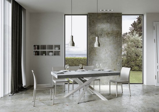 Volantis uitschuifbare tafel 200/460x90 cm betonwitte poten | bol