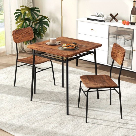 Compact Eettafel Set – Eetkamerset – Keukentafel Met Stoelen ...