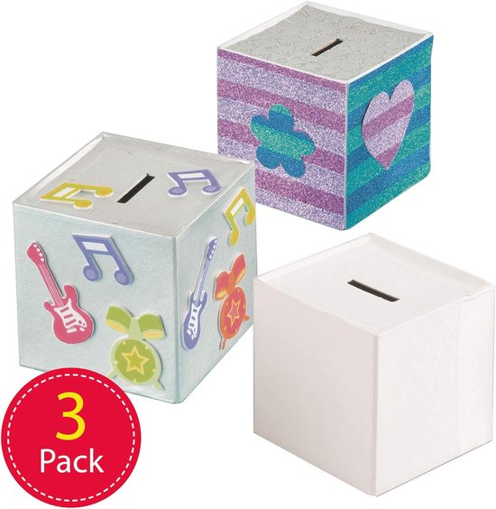 Baker Ross Square Money Boxes (3 pcs) Kids' Craft Supplies and Crafts ...