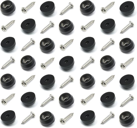 50 small round rubber feet with screws - cutting boards feet | bol