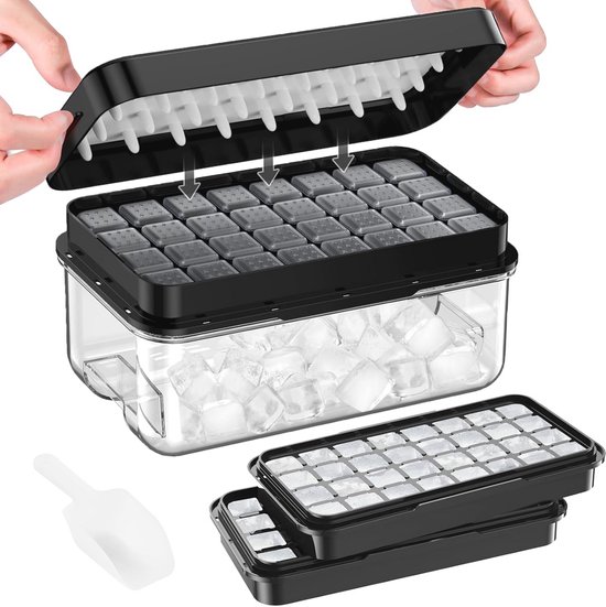 IJsblokjesvorm met deksel - 64 stuks ijsbakken voor vriezer, BPA-vrij ...
