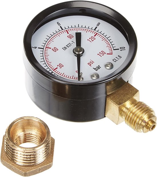 Manometer 0 tot 10 bar met schroefdraad 1/4 inch en 1/2 inch voor ...