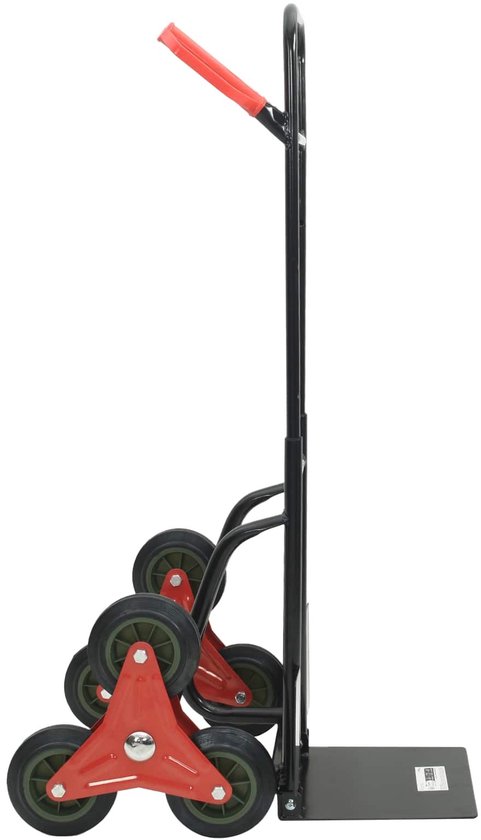 Handtrolley Zwart en Rood 64,5 x 49,5 x 114 cm Staal | bol
