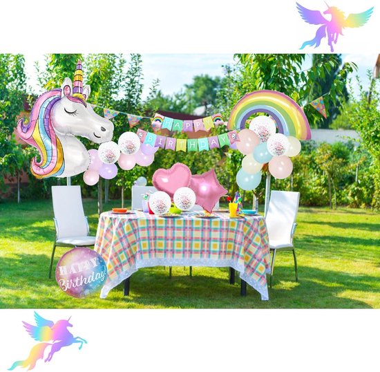 Allecta - Eenhoorn Verjaardagsdecoratie set met 3D ballonnen en Happy ...