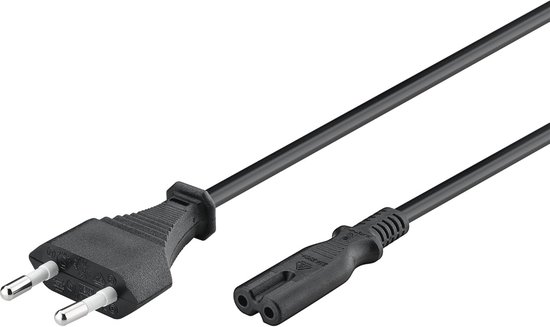 Euro netsnoer type C & C7 - Universele stroomkabel 1,8 m - Zwart | bol